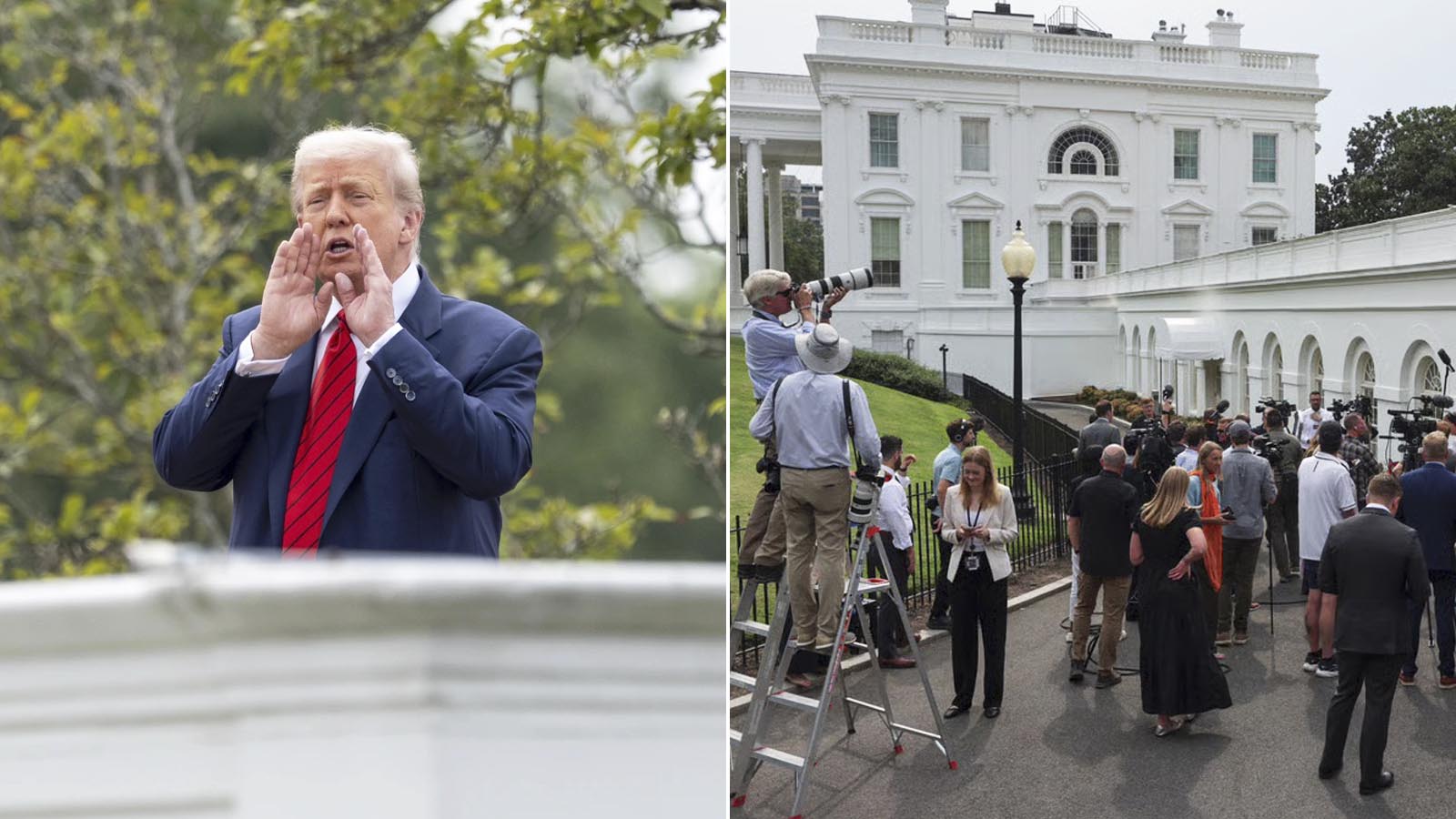 Watch: Trump Goes Onto White House Roof, Shouts Down at Reporters ...