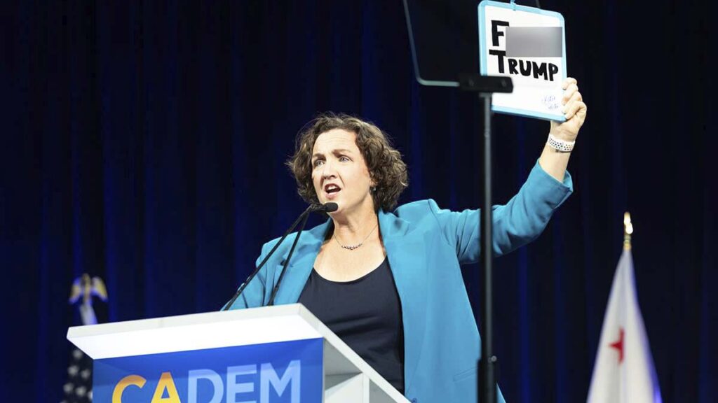 Watch: Katie Porter Waves Vulgar 'F— Trump' Sign at California ...