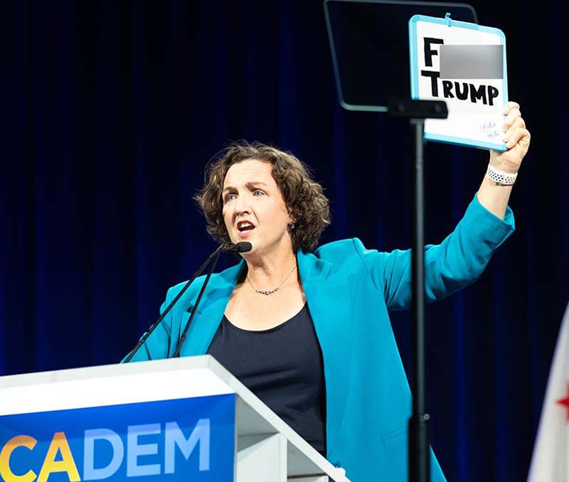 Watch: Katie Porter Waves Vulgar 'F— Trump' Sign at California ...
