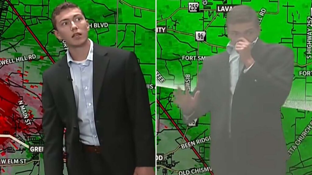 Meteorologist Continues Live Tornado Broadcast as Fire Breaks Out in ...